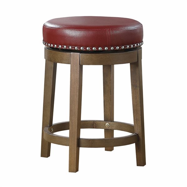 HomeTrend Westby Red Faux Leather Round Upholstered Counter-Height ...