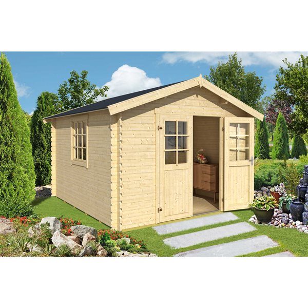 Technoflex Magog 1 11-ft x 12-ft Solid Wood Garden Shed with Double ...