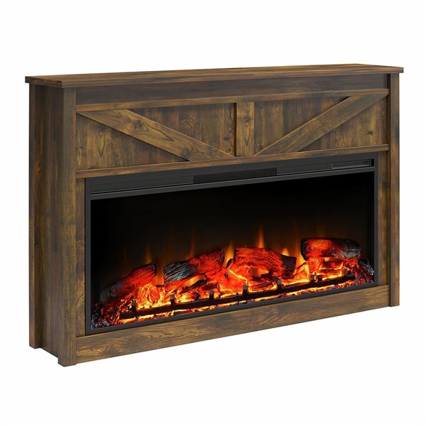 Ameriwood Home Farmington Wide Modern Farmhouse Mantel with Electric ...