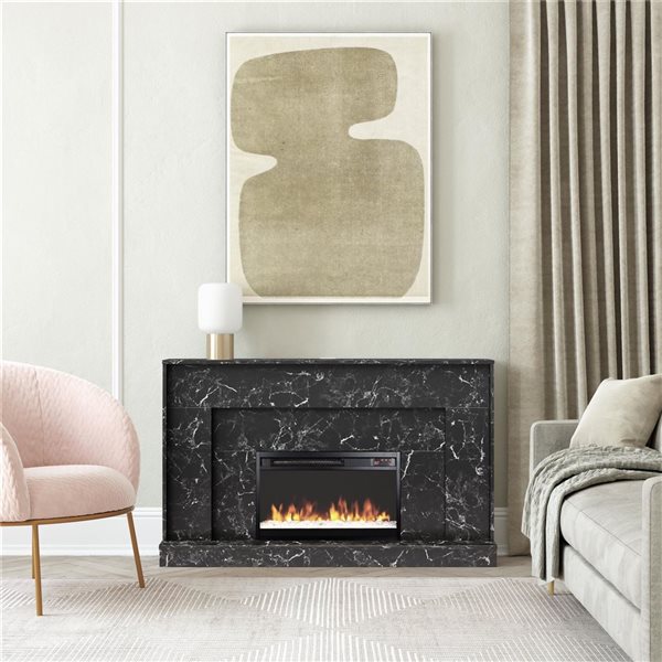 CosmoLiving by Cosmopolitan Liberty Black Faux Marble Mantel Fireplace ...