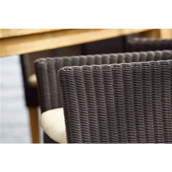 Scancom St.Lucia 5-piece Outdoor Wicker and Teak Dining Set with Tan ...