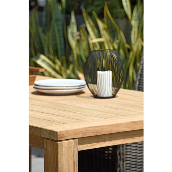 Scancom St.Lucia 5-piece Outdoor Wicker and Teak Dining Set with Tan ...