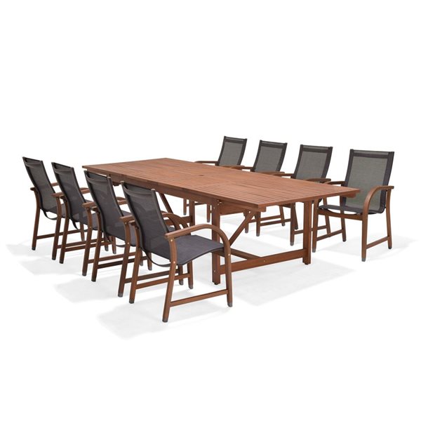 Scancom Leyland 9-piece Eucalyptus Dining Set with Extendable Table ...
