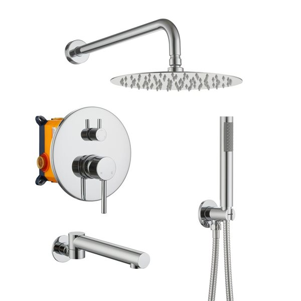 Clihome 10-in 3-Function Wall Mount Polished Chrome Round Shower Set ...