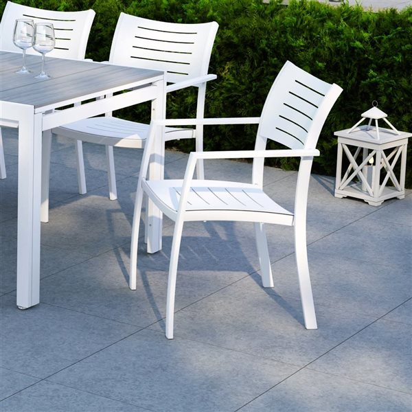 Scancom North America Mayor 9-piece White and Grey Aluminum Outdoor ...