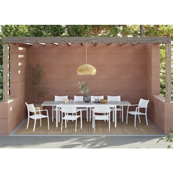 Scancom North America Mayor 9-piece White and Grey Aluminum Outdoor ...