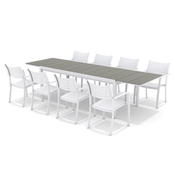 Scancom North America Mayor 9-piece White and Grey Aluminum Outdoor ...