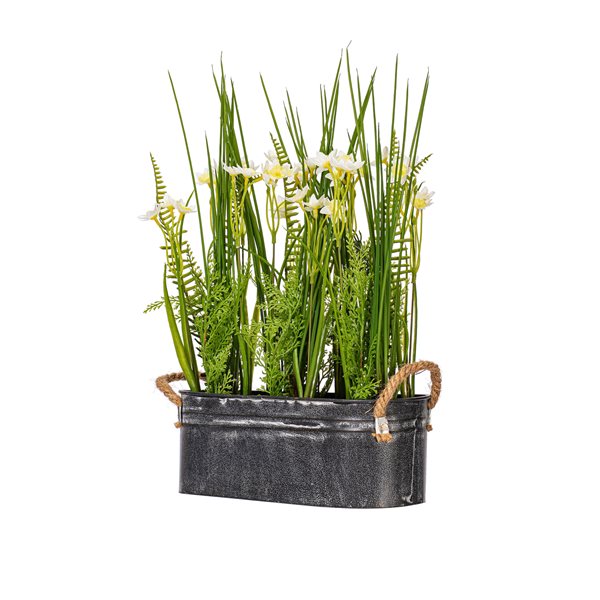Vickerman 16-in Artificial Daffodil in Galvanized Pot FJ190217 | RONA