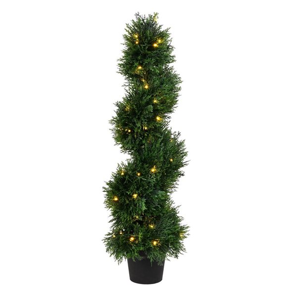 Vickerman 3-ft Artificial Potted Green Cedar Spiral Tree TP170536LED | RONA