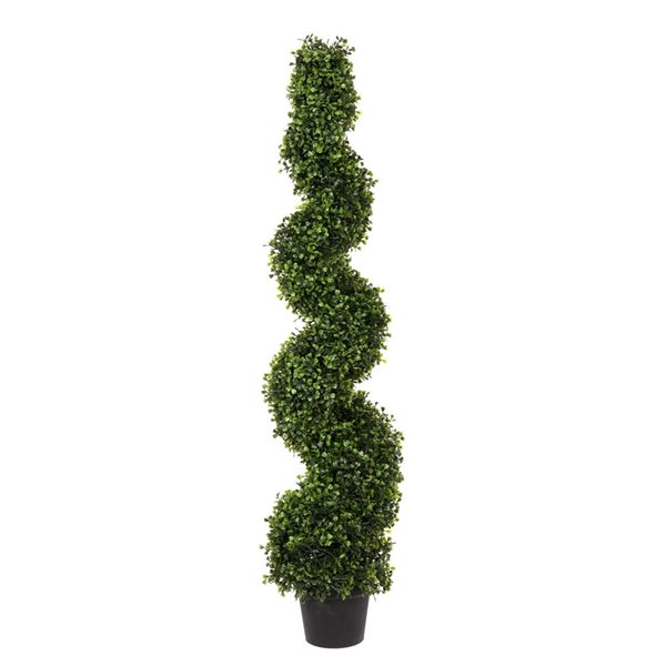 Vickerman 4-ft Artificial Potted Green Boxwood Spiral Tree TP170448 | RONA