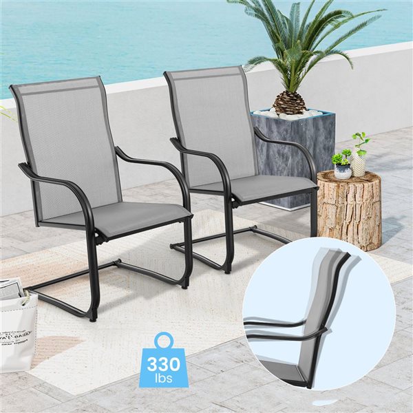 Costway 2-Piece Gray C-Spring Motion Patio Dining Chairs NP11095GR-2 | RONA