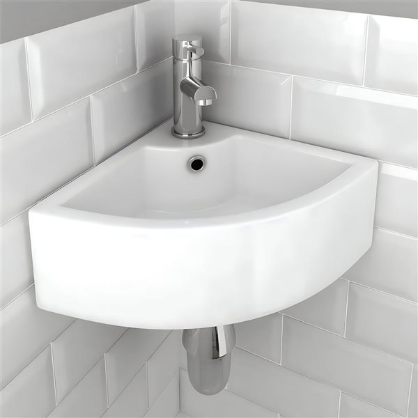 Lavabo-vasque triangle en céramique DROP Bath and Kitchen montage mural ...