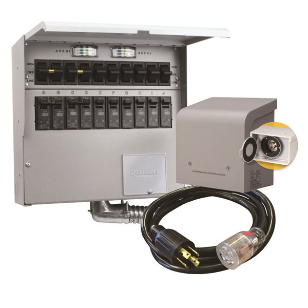 Reliance Controls 30 A 7500W 10-Circuit Indoor Transfer Switch Kit ...
