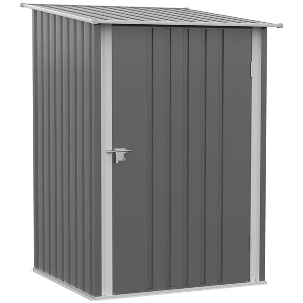 Cabanon de jardin Outsunny 3,3 x 3,4 pi en acier galvanisé gris adossé ...