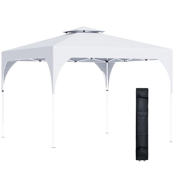 Outsunny 10-ft x 10-ft White Pop Up Easy Set Up Party Tent Gazebo w ...