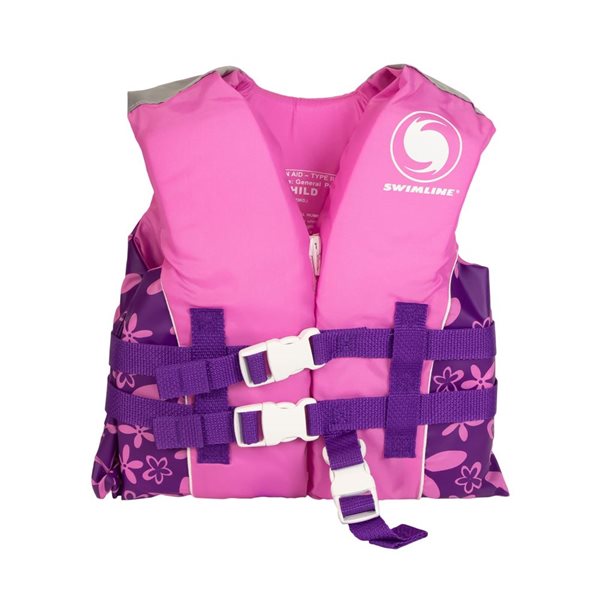 Swim Central Pink and Purple Floral Child Life Jacket Vest with Handle ...