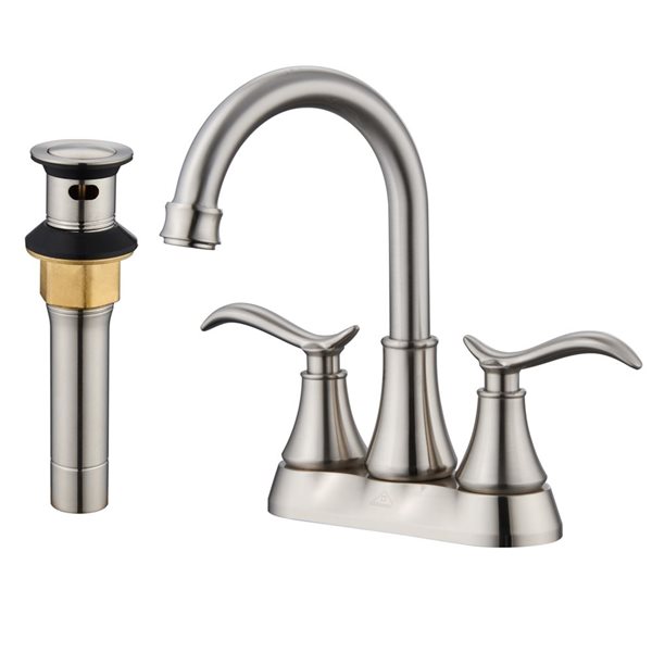 CASAINC 4-in Centreset Brushed Nickel Mid-Arc Spout 2-Handle Bathroom ...