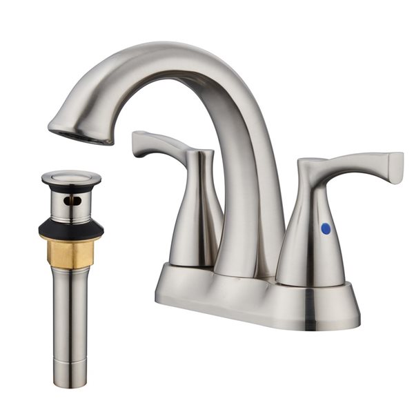 CASAINC 4-in Centreset Brushed Nickel Low-Arc Spout 2-Handle Bathroom ...