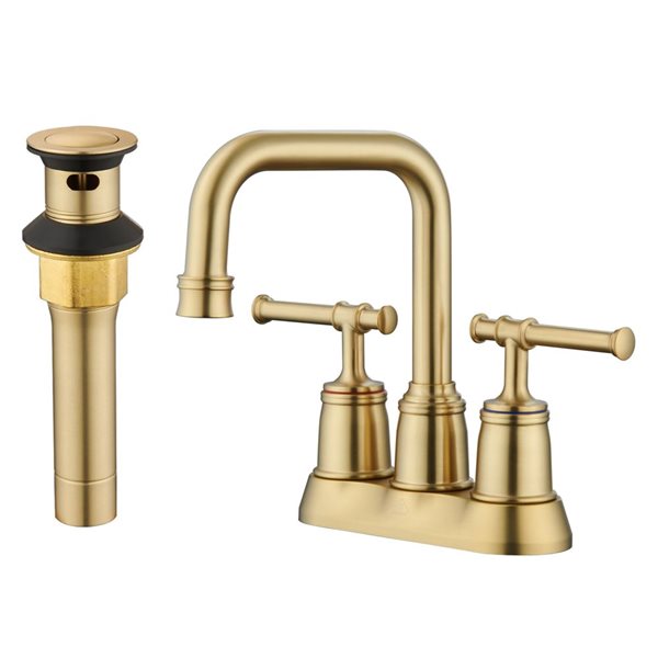 CASAINC Brushed Gold 2-Handle Deck-Mounted Bathroom Sink Faucet with ...