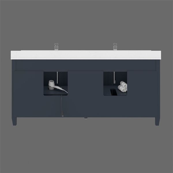 Spa Bathe Jack 75-in Gray Double Sink Freestanding Vanity w/ Power Bar ...