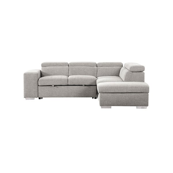 Urban Cali Pasadena Large Lacey Stone Sleeper Sectional Sofa Bed w ...