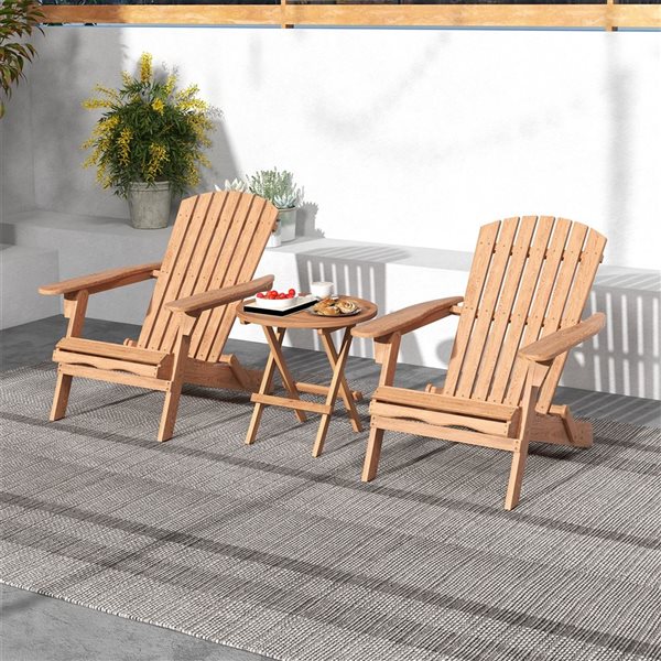 Costway 20-in Round Teak Wood Folding Side Table OP71250 | RONA