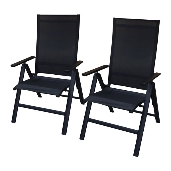 Chaises pliantes et inclinables noires de luxe à dossier haut Emma par ...