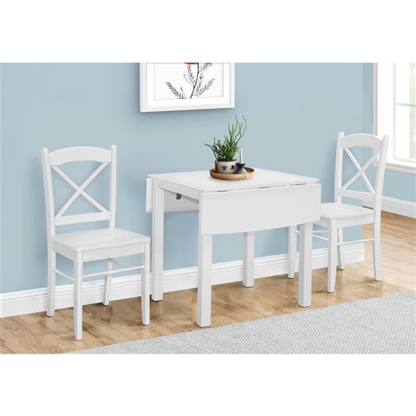Monarch Specialties 47 L x 30-in W White Wooden Rectangular Drop-Leaf Dining Table | RONA