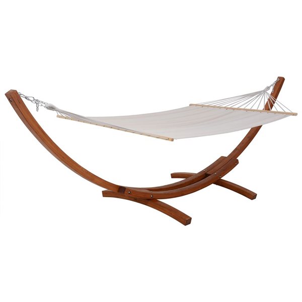 Deko Living Outdoor Cedar Wood Hammock with White Textilene Fabric ...