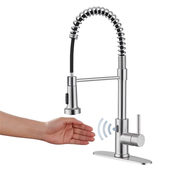 CASAINC 1-Handle Brushed Nickel Touchless Spring Neck Deck-Mount ...
