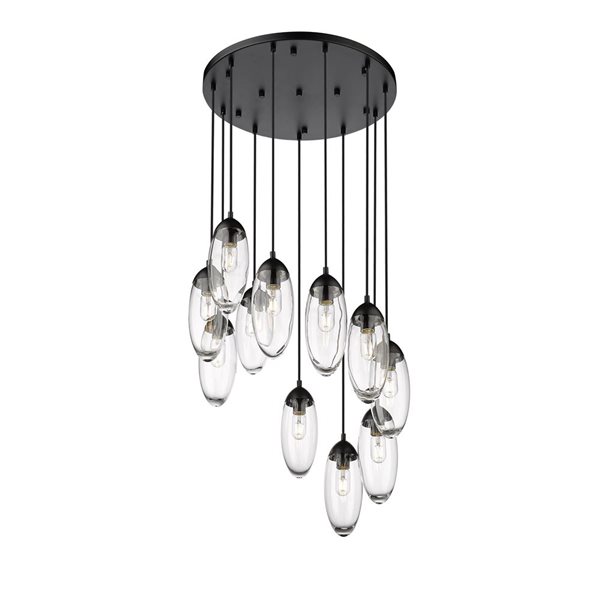 Z-Lite Arden Matte Black 11-Light Tiered Chandelier in Matte Black 651P ...