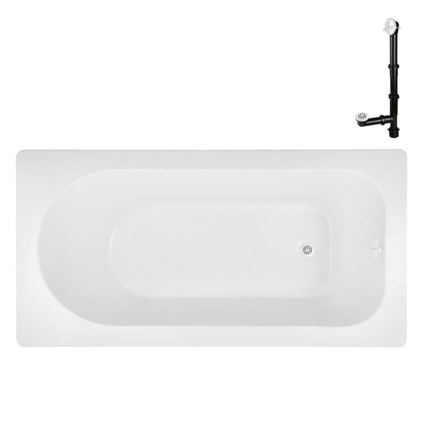 Streamline 66-in x 34-in Glossy White Acrylic Soaking Drop-In Bathtub ...