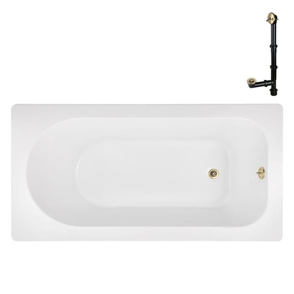 Streamline 66-in x 34-in Glossy White Acrylic Soaking Drop-In Bathtub ...