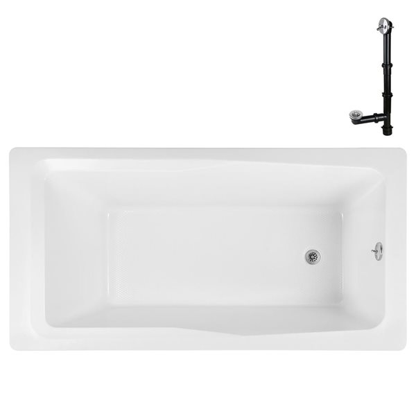 Bain encastré en acrylique Streamline 72 x 36 x 22,8 po blanc brillant ...