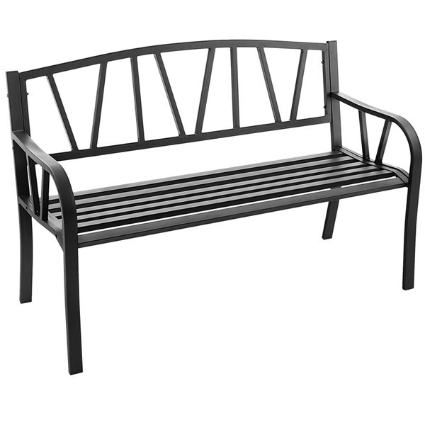 Costway 47 W x 22 D x 34-in H Black Steel 2-Seater Outdoor Patio Bench ...