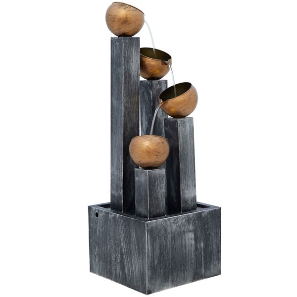 GRAYSON LANE Dark Gray Metal Whitewashed Elevated Pillar Fountain with ...