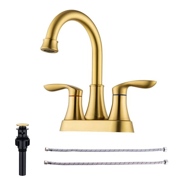 Rainlex Centerset Faucet 4-in 2-Handle Bathroom Faucet with Brush Gold ...
