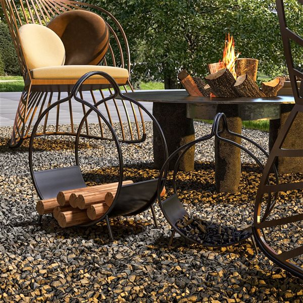 OUTSUNNY Firewood Rack Outdoor Log Holder Wood Storage Stacker - 2 ...