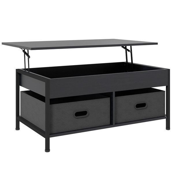 Table basse HOMCOM noire en MDF/métal avec tablette escamotable et ...