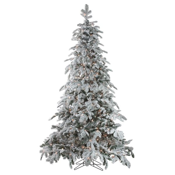 Northlight Real Touch 7.5-ft Pre-Lit Full Flocked Whistler Noble Fir ...
