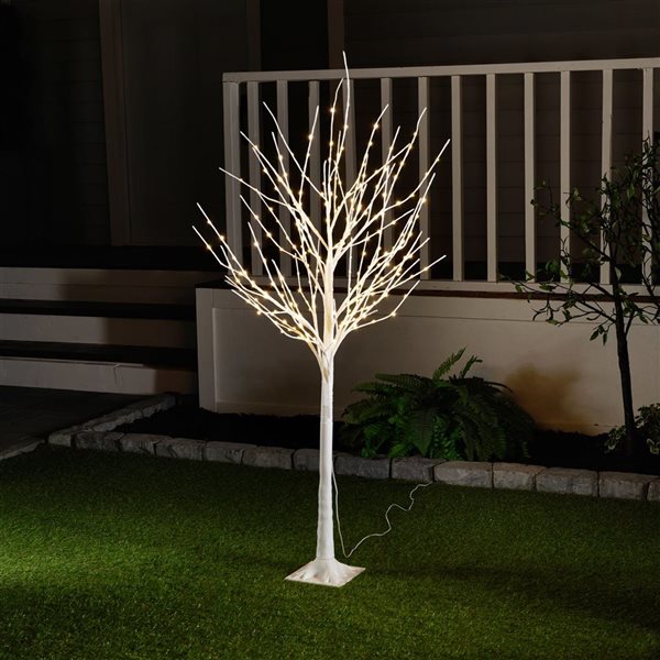 Hi-Line Gift Ltd. 5-ft H White Indoor/Outdoor Lighted Birch Tree w/ 268 ...