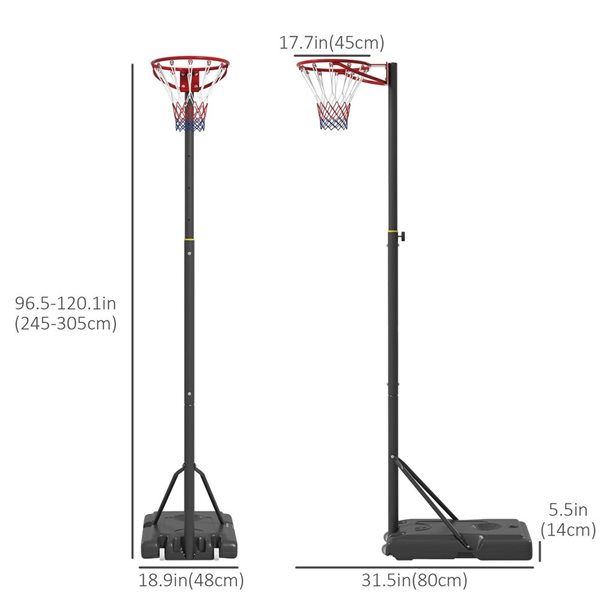 Soozier 8-10-ft Portable Basketball Hoop Stand with Wheels A61-047V00BK ...