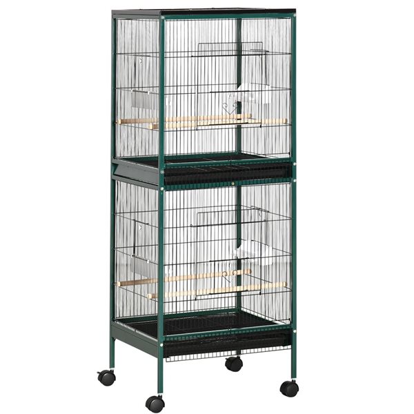 PawHut 55.1-in 2 In 1 Bird Cage Aviary Parakeet House for finches ...