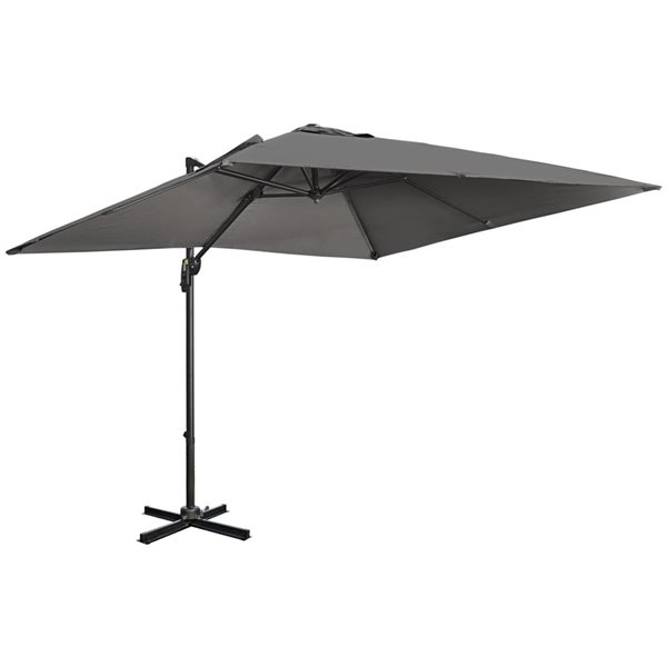 Parasol de patio à poignée décalée Outsunny avec base 84D-120V00CG | RONA