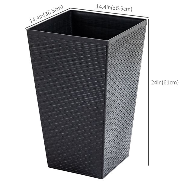 Outsunny 3-Pack Black Outdoor & Indoor Tall Planters with Drainage Hole ...