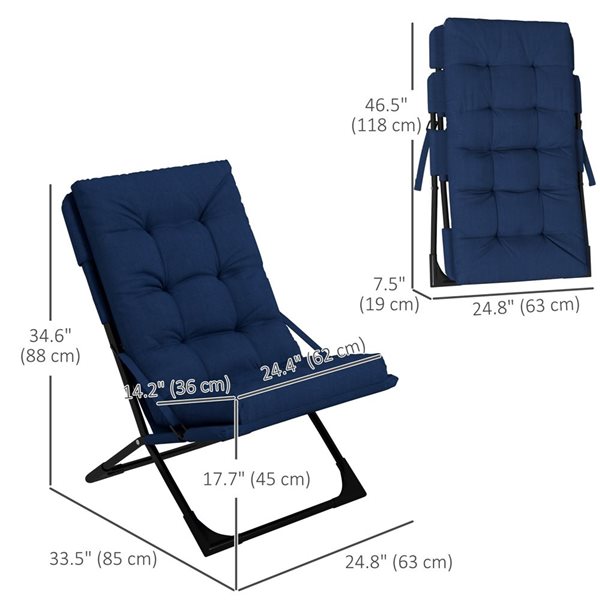 Outsunny Blue Folding Chair with Detachable Thick Padded Cushion 84B ...