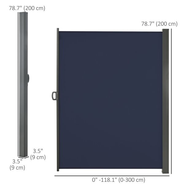 Outsunny 118 W x 79-in H Retractable Outdoor Privacy Screen - Blue 840 ...