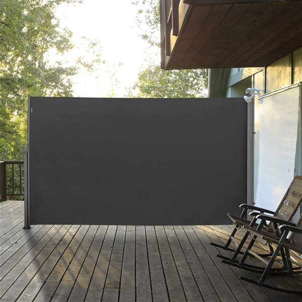 Outsunny 118 W x 71-in H Retractable Outdoor Privacy Screen - Grey 840 ...