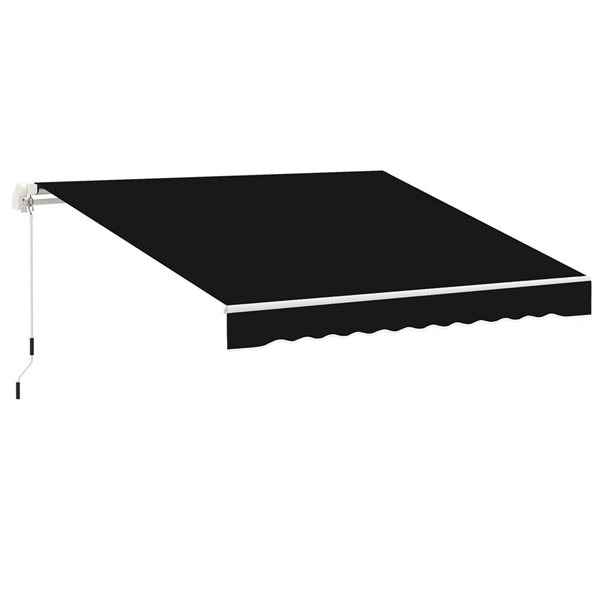 Outsunny 8 x 7-ft Black Polyester Retractable Patio Awning w/ Manual ...