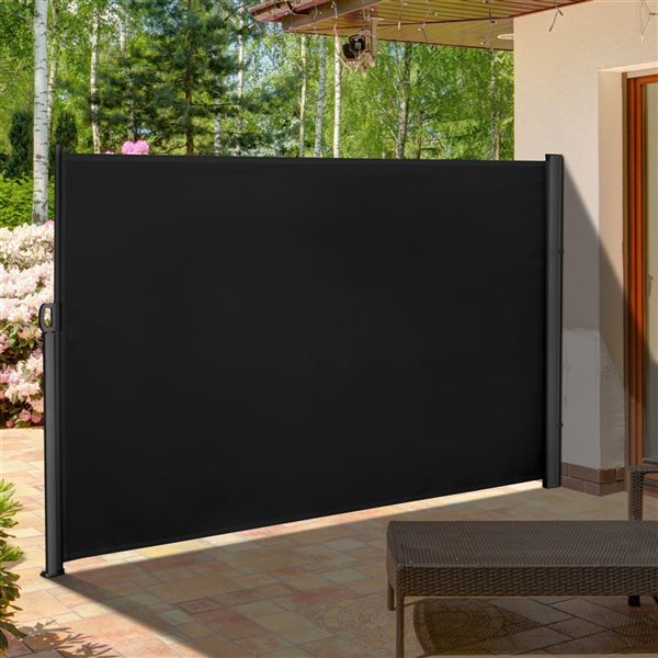 Outsunny 118 W x 71-in H Retractable Outdoor Privacy Screen - Black 840 ...